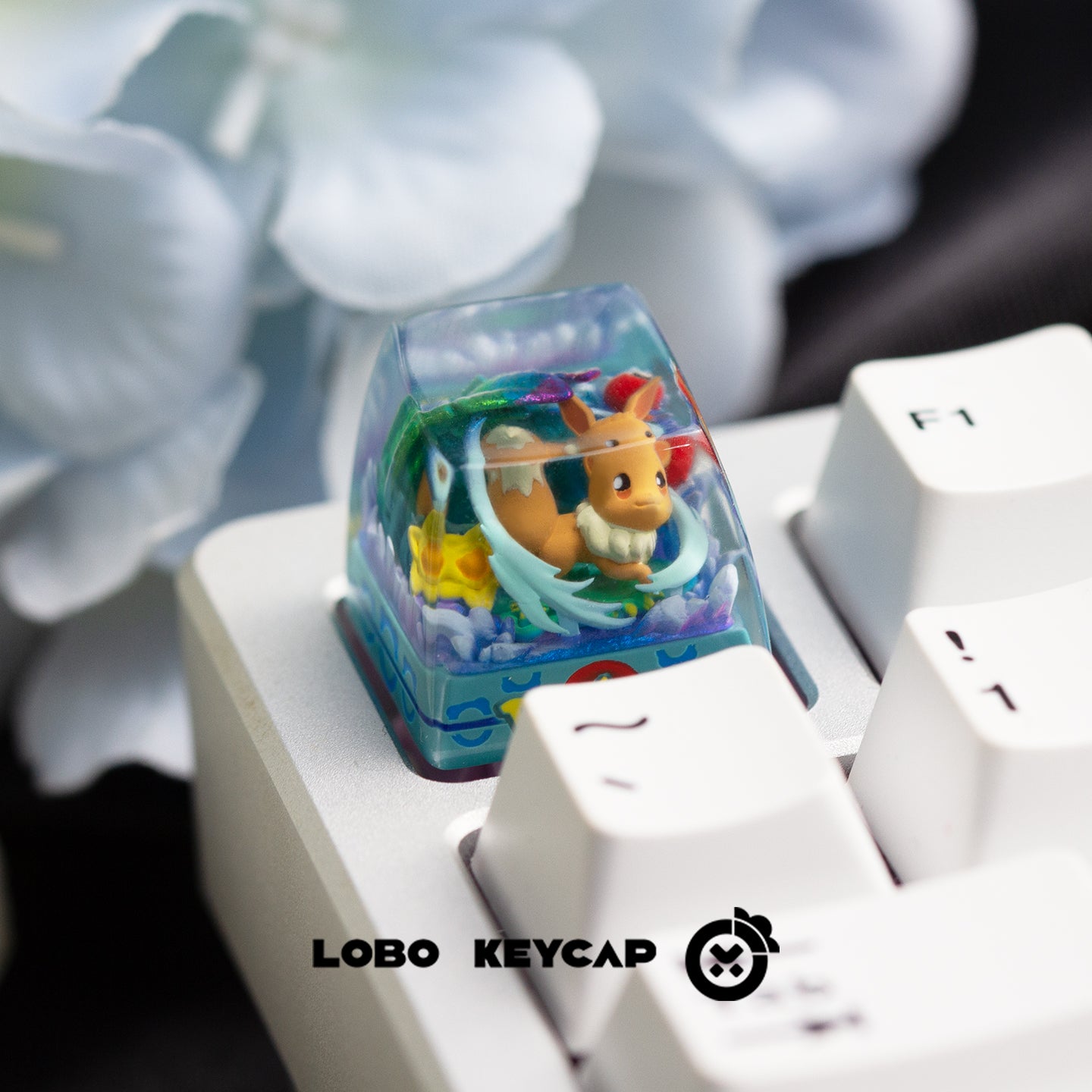Pok é mon, Eevee，1UCrystal drops of glue personalized keycaps, Cute st ...